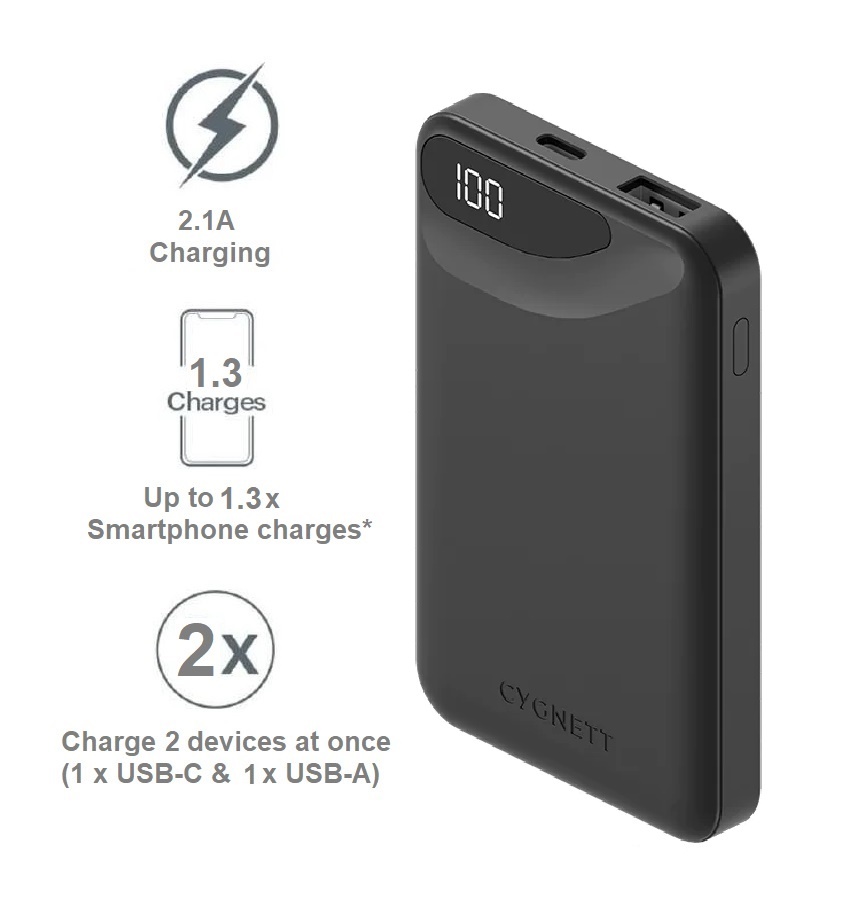 Cygnett ChargeUp Boost 3rd Gen 5K mAh Power Bank - Black (CY4340PBCHE ...
