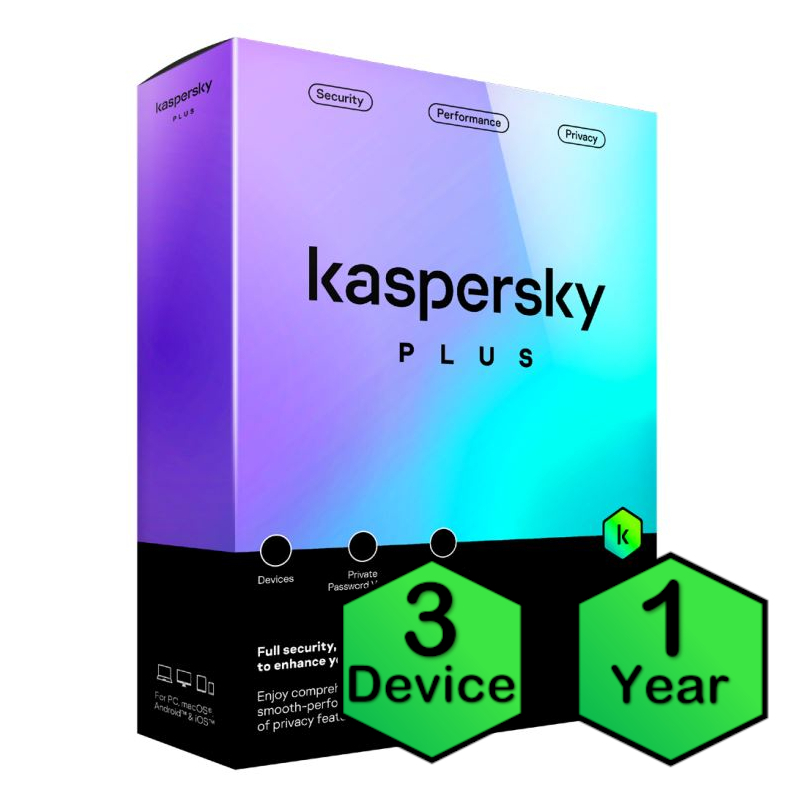 Kaspersky Plus Physical Card (3 Device 1 Account 1 Year) Supports PC ...