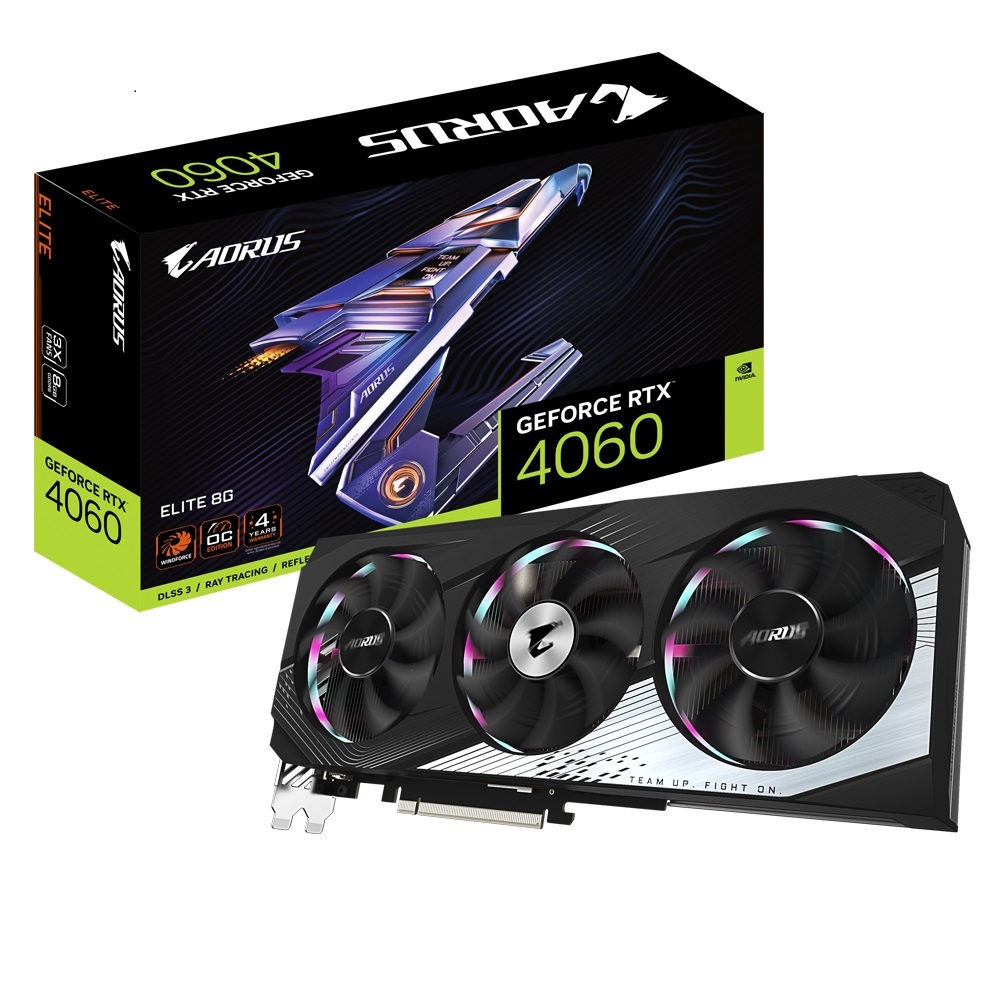 Gigabyte nVidia GeForce RTX 4060 AORUS ELITE 8G GDDR6 Video Card PCI-E ...